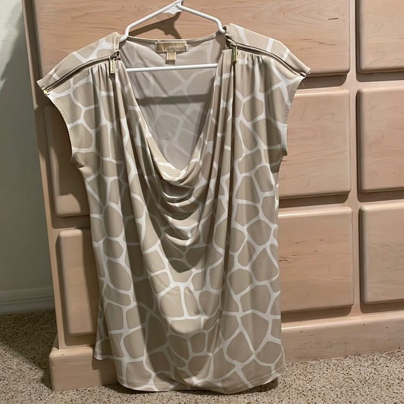 MICHAEL Michael Kors | Tops | Michael Kors Beige And White Giraffe ...